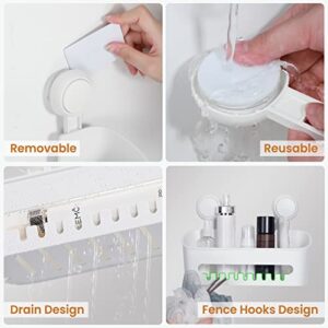 3 Pcs Shower Caddy Suction Cup Wall Shelf Shower Basket Storage Organizer No Drilling One Second Installation Removable Powerful Shower Caddy Waterproof Shower Storage for Bathroom and Kitchen, White