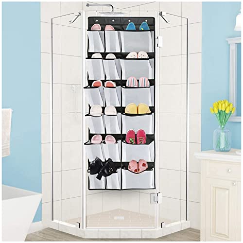 IGOYDD Over the Door Shoe Organizer, Hanging Shoe Organizer with 6 Extra Large Mesh Storage Pockets, Door Shoe Rack for Bedroom Bathroom and Kitchen