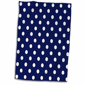 3D Rose Navy Blue and White Polka Dot Print TWL_24685_1 Towel, 15" x 22"