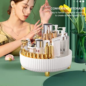 360° Rotating Storage Tray, 11.02 inches in Diameter, Cosmetics and Perfume Organizer, Desktop Storage Tray, Cosmetics and Skincare Storage Tray Large Capacity, Large White (11.02"×11.02"×3.93")