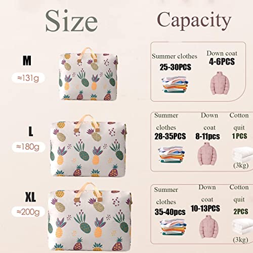 Large Storage Bags, 3Pcs Large Capacity Storage Bags with Handle Clothes Storage Bags Storage Containers for Organizing Bedroom Closet Clothing Comforters Bedding