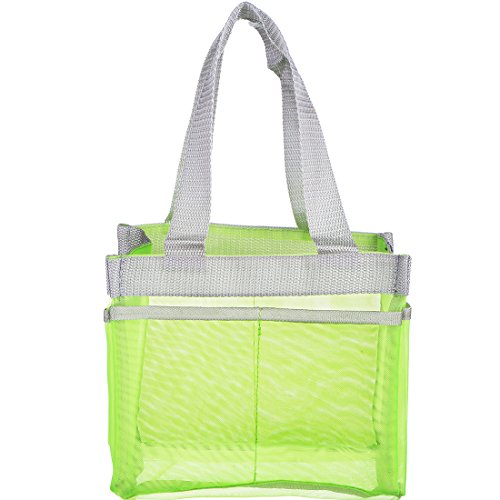 YaeloDesign Shower Caddy Portable Bathroom Mesh Tote Organizer with 7 Storage Compartments Green