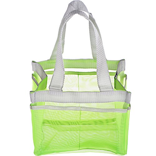 YaeloDesign Shower Caddy Portable Bathroom Mesh Tote Organizer with 7 Storage Compartments Green