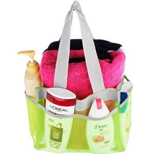 YaeloDesign Shower Caddy Portable Bathroom Mesh Tote Organizer with 7 Storage Compartments Green