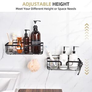 YOHOM Shower Caddy Organizer with 2 Hooks Strong Adhesive Shower Shelf for inside Shower No Drilling Rustproof Stainless Steel Bathroom Caddy Basket Shampoo Holder Storage Black 2pcs