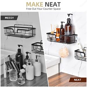 YOHOM Shower Caddy Organizer with 2 Hooks Strong Adhesive Shower Shelf for inside Shower No Drilling Rustproof Stainless Steel Bathroom Caddy Basket Shampoo Holder Storage Black 2pcs