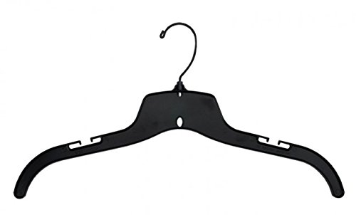 NAHANCO 25500BH Plastic Shirt Hangers, Super Heavy Weight with Black Hook, 17", Black