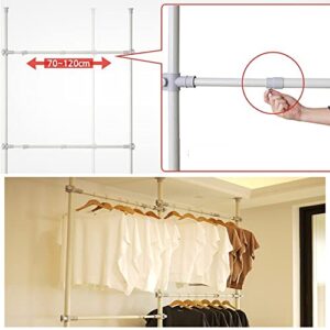 VLIZO Adjustable Clothing Rack,2 Tier Clothing Racks for Hanging Clothes,Freestanding Double Rod Clothing Rack,White