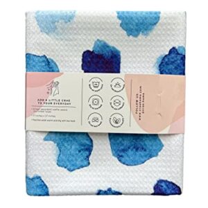 Crae Home Waffle Weave Pattern Microfiber Two Hand Towel Set (Ocean Drops/Blotched)