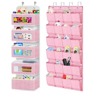 homyfort over the door organizer, hanging baby diaper organizer for nursery, pink shoe organizer over the door for girls