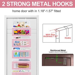 homyfort Over the Door Organizer, Hanging Baby Diaper Organizer for Nursery, Pink Shoe Organizer Over the Door for Girls