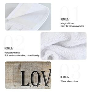 Oarencol Live Laugh Love Heart Wooden Kitchen Hand Towel Absorbent Hanging Tie Towels with Loop for Bathroom 2 Pcs