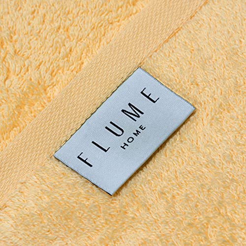 flume home Hand Towel Set of 4 I 100 % Turkish Cotton I 16x28 Inches (Spectra Yellow) Turkish Hand Towel I Decorative Hand Towels for Bathroom I Yellow Hand Towels