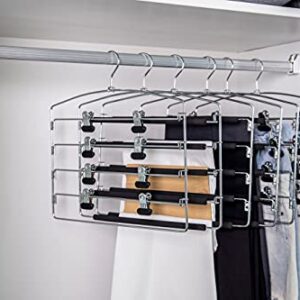 3 Quality Multi Pants Hangers, Space-Saving Multi-Bar Metal Pants Hangers, Stable with Non-Slip Foam Padding, Swivel Hook for 5 Jeans Each, Suit Pants, Scarves, Towels, Trousers (Skirt, 3)