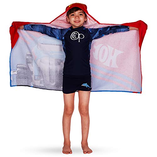 Hot Wheels Soft Cotton Bath/Pool/Beach Terry Hooded Towel Wrap, 24" x 50", By Franco Kids