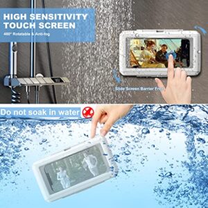 URROY Shower Phone Holder Waterproof Anti Fog 480° Rotatable Bathroom Phone Mirror Wall Mount Guardian Case Shelf Stand for Bathtub Kitchen Universal Shower Accessories for All Cell Phone Up to 6.8"