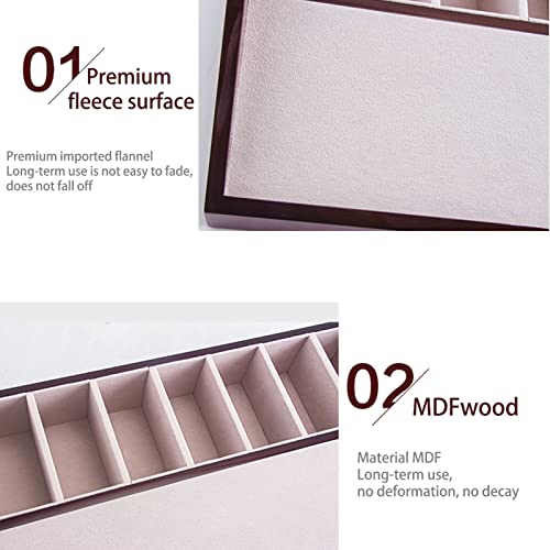 MERLHY High-end Belt Storage Box,Tie Display Case, Lacquer Belt Display Rack Multi-Grid Wooden Grain Belt Box, Perfect etc