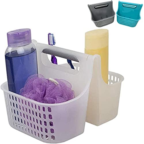 JOEY'Z Large Two Compartment Plastic Shower Bath Organizer Tote/Caddy with Soft Grip Non-Slip Handle - Single Tote, Colors May Vary