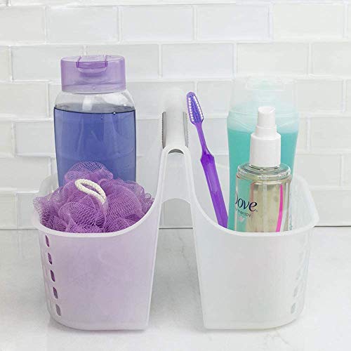 JOEY'Z Large Two Compartment Plastic Shower Bath Organizer Tote/Caddy with Soft Grip Non-Slip Handle - Single Tote, Colors May Vary