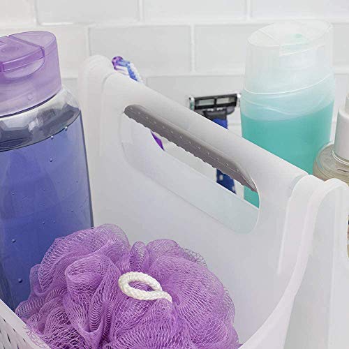 JOEY'Z Large Two Compartment Plastic Shower Bath Organizer Tote/Caddy with Soft Grip Non-Slip Handle - Single Tote, Colors May Vary