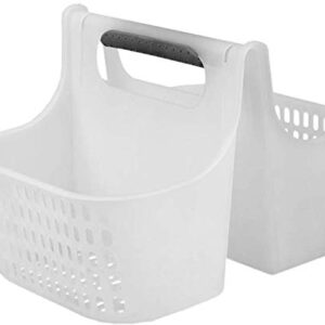 JOEY'Z Large Two Compartment Plastic Shower Bath Organizer Tote/Caddy with Soft Grip Non-Slip Handle - Single Tote, Colors May Vary