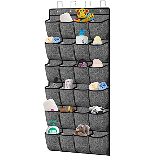 Over the Door Hanging Shoe Rack Organizer for Closet, Kids Shoes Storage Holder with 40 Large Mesh Pockets & Sturdy Hooks for Door and Wall