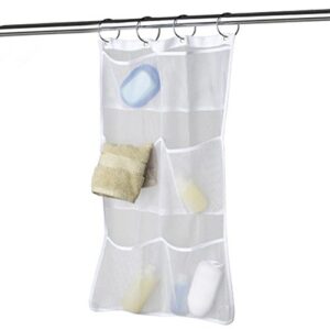 Laipi Shower Storage Organizer Hangers, Washable Multi Pockets Mesh Net Storage Bag with Storage Organizer Hangers for Home Bathroom