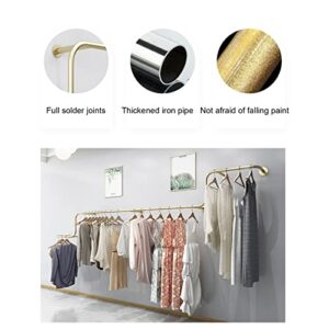 Modern Simple Floating Clothing Rack Wall Mounted Retail Garment Rack Display Rack ,Gold Metal Garment Bracket Frame Commercial Clothes Racks, Heavy Duty Multi-Purpose Hanging Rod for Closet Storage