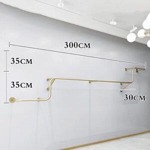 Modern Simple Floating Clothing Rack Wall Mounted Retail Garment Rack Display Rack ,Gold Metal Garment Bracket Frame Commercial Clothes Racks, Heavy Duty Multi-Purpose Hanging Rod for Closet Storage