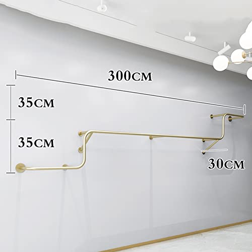 Modern Simple Floating Clothing Rack Wall Mounted Retail Garment Rack Display Rack ,Gold Metal Garment Bracket Frame Commercial Clothes Racks, Heavy Duty Multi-Purpose Hanging Rod for Closet Storage