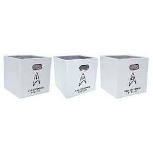 star trek: the original series ncc-1701 13-inch fabric storage bin cube organizers, set of 3