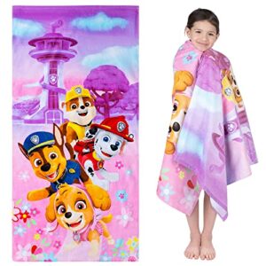 franco kids super soft cotton bath/pool/beach towel, 58 in x 28 in, paw patrol girls