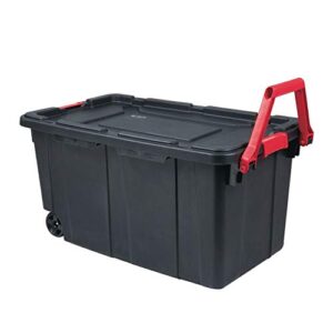 Sterilite 14699002 Wheeled Industrial Tote, Black, 37 Gallon