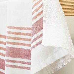 IPPINKA Senshu Japanese Towel, Ultra Soft, Quick-Drying, Two-Tone End Stripes, Red (Hand Towel)