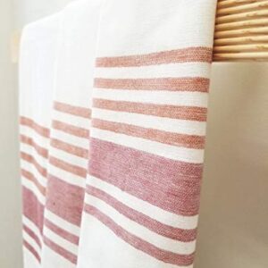 IPPINKA Senshu Japanese Towel, Ultra Soft, Quick-Drying, Two-Tone End Stripes, Red (Hand Towel)