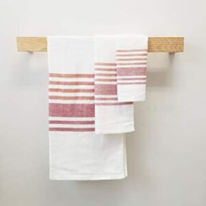 IPPINKA Senshu Japanese Towel, Ultra Soft, Quick-Drying, Two-Tone End Stripes, Red (Hand Towel)