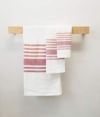 IPPINKA Senshu Japanese Towel, Ultra Soft, Quick-Drying, Two-Tone End Stripes, Red (Hand Towel)