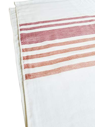 IPPINKA Senshu Japanese Towel, Ultra Soft, Quick-Drying, Two-Tone End Stripes, Red (Hand Towel)