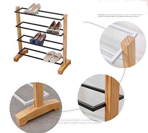 ANMMBER Shoe Rack Multi-Layer Wrought Iron Simple Doorway Home Minimalist Creative Solid Wood Storage Rack Rack (Size : 76cm high)