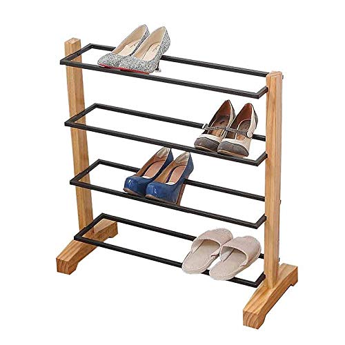 ANMMBER Shoe Rack Multi-Layer Wrought Iron Simple Doorway Home Minimalist Creative Solid Wood Storage Rack Rack (Size : 76cm high)