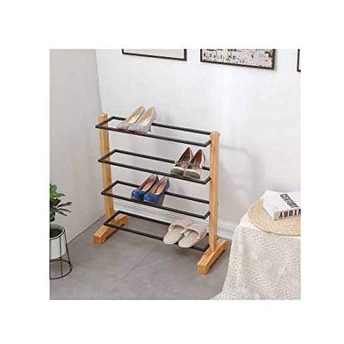 ANMMBER Shoe Rack Multi-Layer Wrought Iron Simple Doorway Home Minimalist Creative Solid Wood Storage Rack Rack (Size : 76cm high)