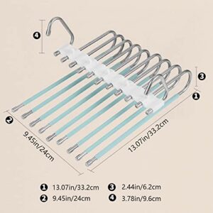 Hoibampu 2 Pcs Upgrade 9 Layers Pants Hangers Space Saving - Hangers for Clothes Hanger Organizer - Jean Hangers Pants Rack Scarf Hanger Closet Space Saving Scarf Organizer