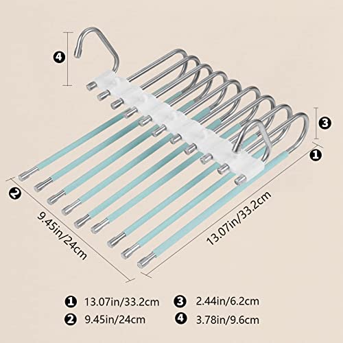 Hoibampu 2 Pcs Upgrade 9 Layers Pants Hangers Space Saving - Hangers for Clothes Hanger Organizer - Jean Hangers Pants Rack Scarf Hanger Closet Space Saving Scarf Organizer