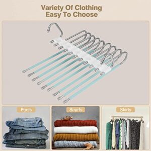 Hoibampu 2 Pcs Upgrade 9 Layers Pants Hangers Space Saving - Hangers for Clothes Hanger Organizer - Jean Hangers Pants Rack Scarf Hanger Closet Space Saving Scarf Organizer