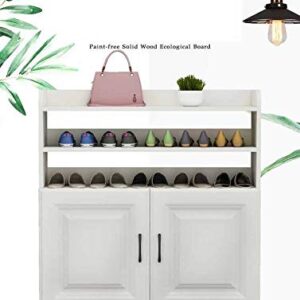 ANMMBER Shoe Rack Shelf Console Cabinet Simple Multi-Layer Large Capacity Shoe Cabinet Storage Cabinet Wooden Shoes (Color : Black)