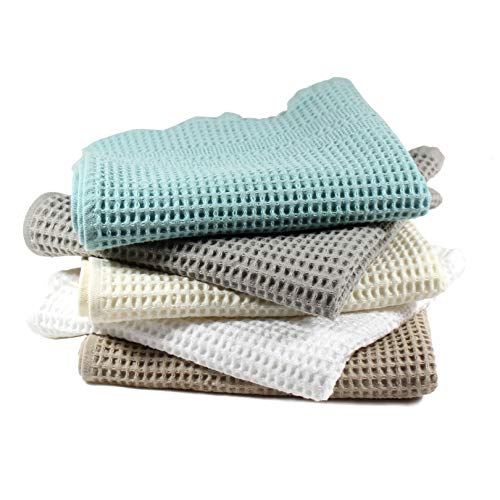 GILDEN TREE Waffle Weave Hand Towels for Bathroom Quick Drying Lint Free Thin, 2 Pack, Classic Style (White)