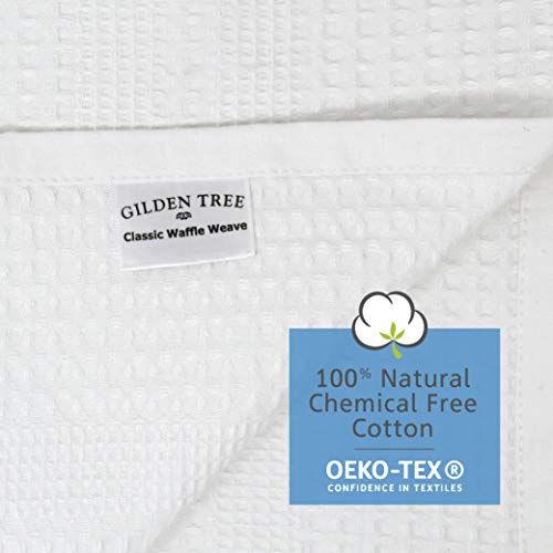 GILDEN TREE Waffle Weave Hand Towels for Bathroom Quick Drying Lint Free Thin, 2 Pack, Classic Style (White)