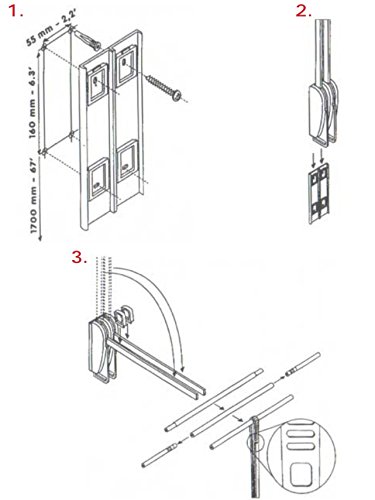 Servetto ClosetPro Central Wall-Mounted Soft-Close Wardrobe Lift Expanding Steel Tubing with Black Plastic Housing, 22 lb Weight rating (For 25 9/16" - 45 1/4"), Made in Italy