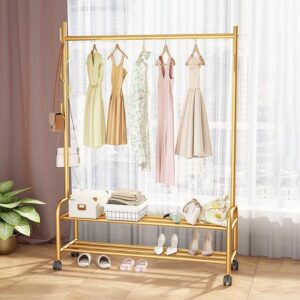 Thick forest Gold Clothing Rack Gold Clothes Rack Gold Garment Rack Heavy Duty Shoes Bags Gold Clothes Organizer Storage Shelves