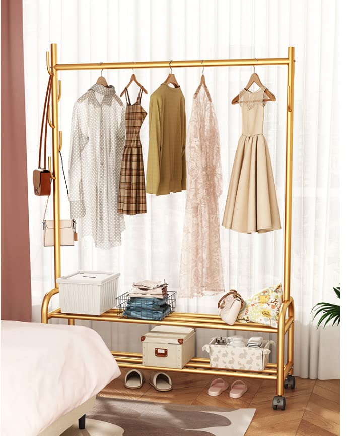 Thick forest Gold Clothing Rack Gold Clothes Rack Gold Garment Rack Heavy Duty Shoes Bags Gold Clothes Organizer Storage Shelves